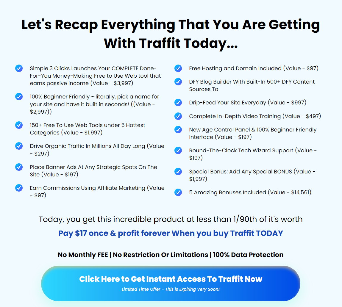 Traffit Review: Boost Traffic with 150+ Free Web Tools